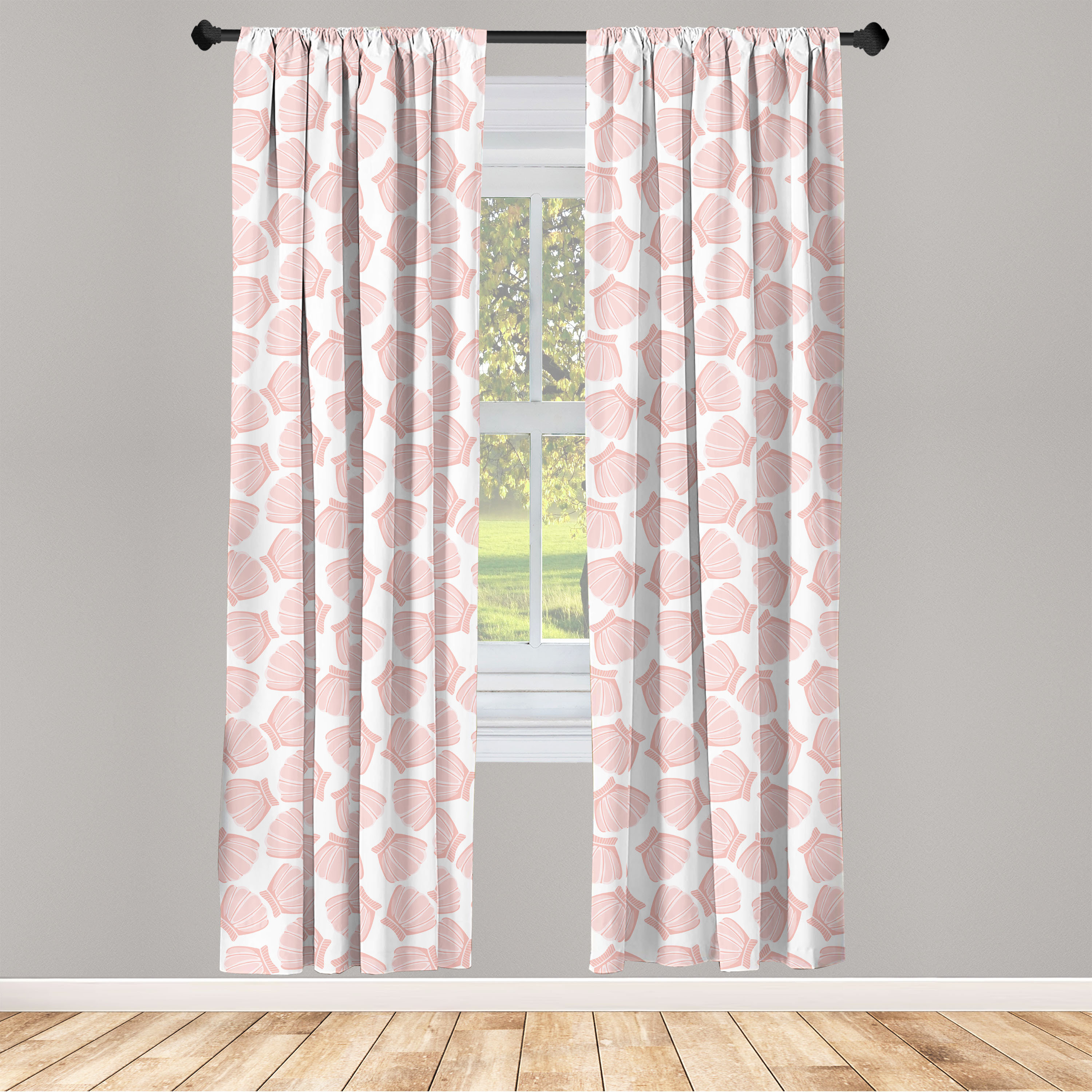 East Urban Home Nautical 4-Panel Curtains, Pink Seashells Pattern Art ...
