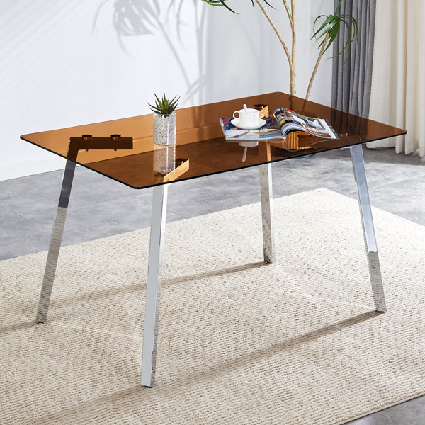 Wrought Studio Aleane Glass Top Metal Base Dining Table - Wayfair Canada