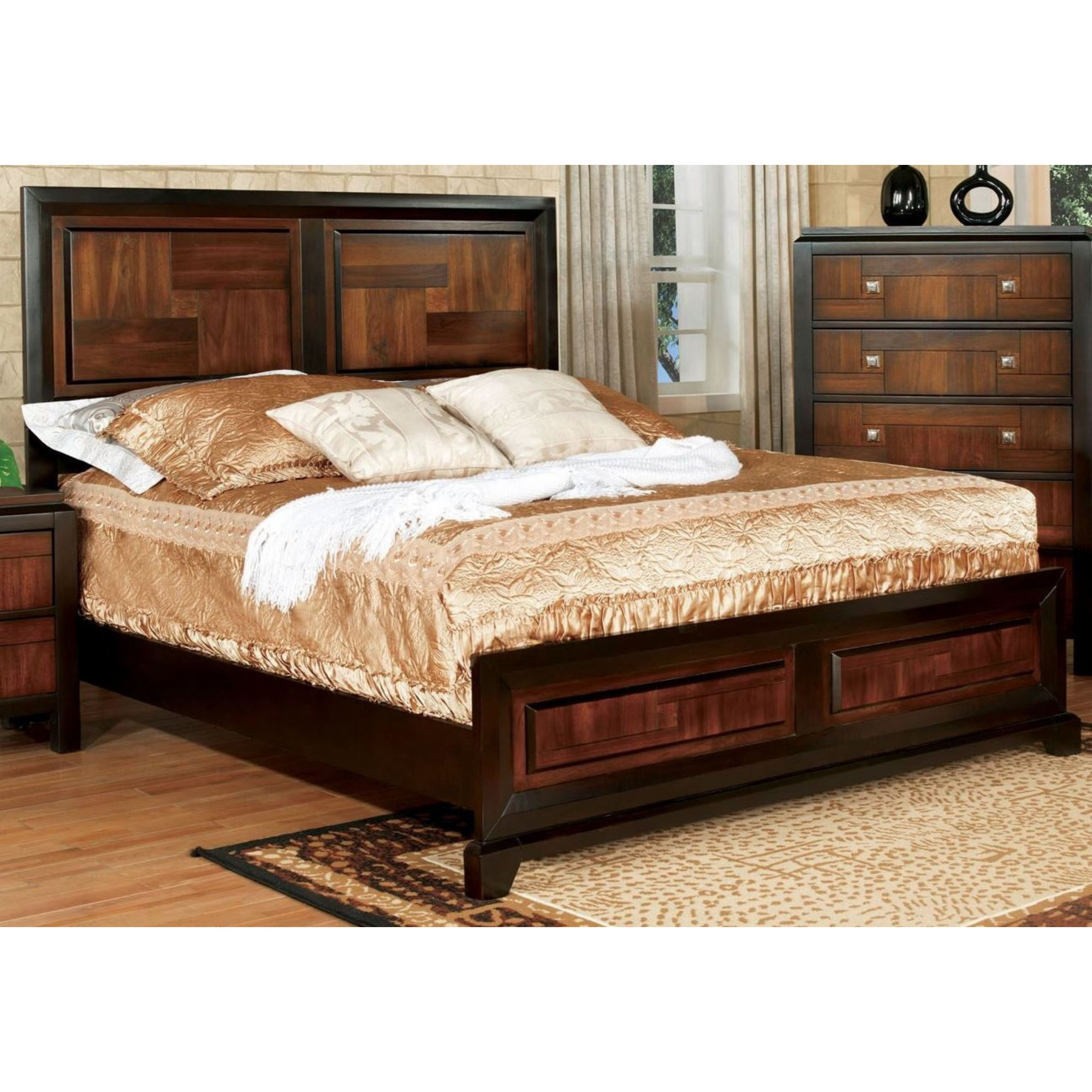 Red Barrel Studio Transitional Bed Parquet Design Headboard And ...