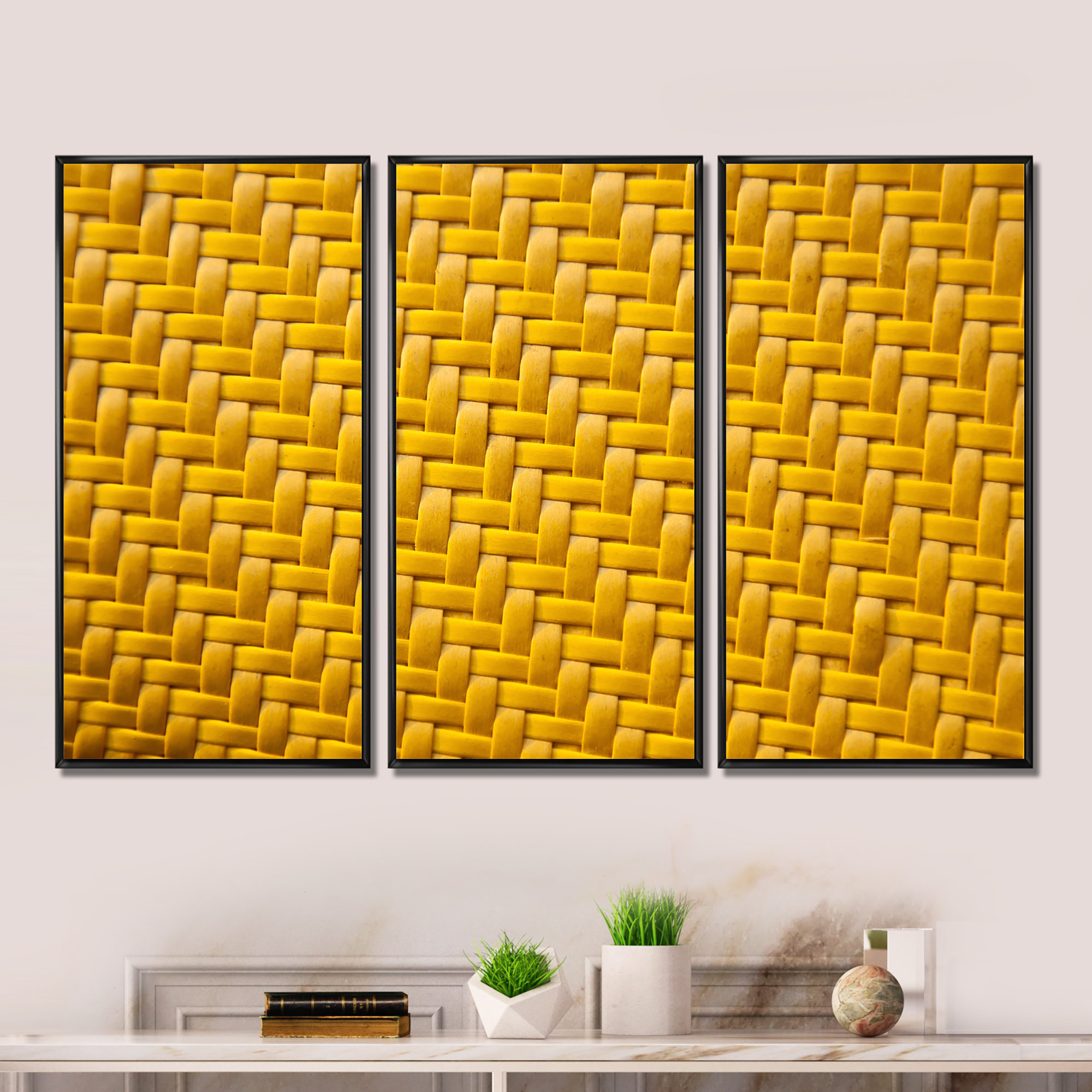 Ebern Designs Sedge Texture Background - 3 Piece Picture Frame Print on ...