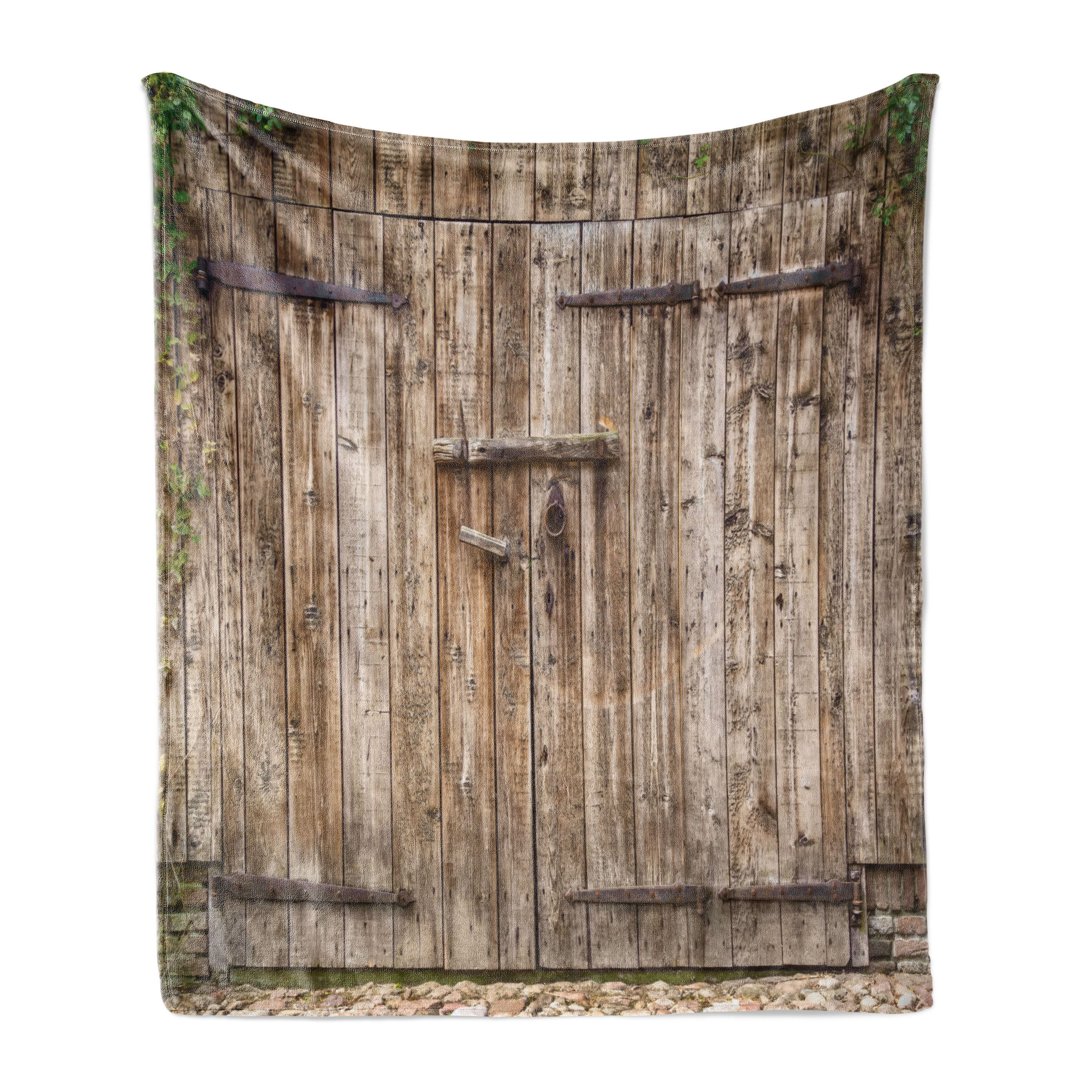 Ambesonne Vintage Fleece Throw Blanket Old Oak Steel Door Tortilla ...