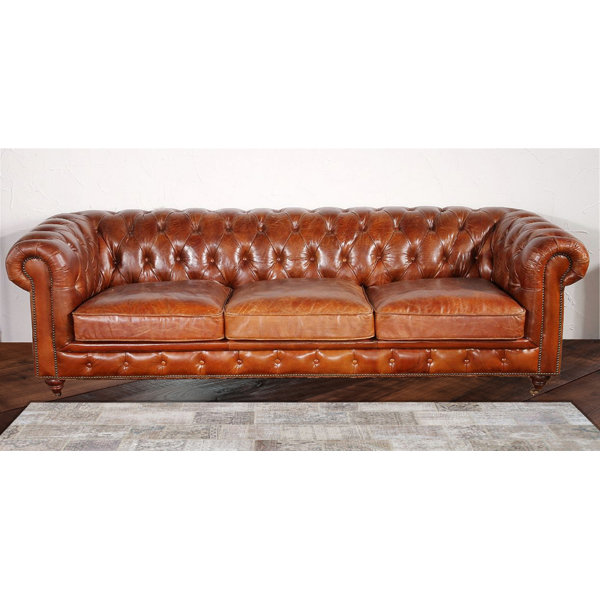 Pasargad Paris Club Genuine Leather Chesterfield Sofa & Reviews | Perigold