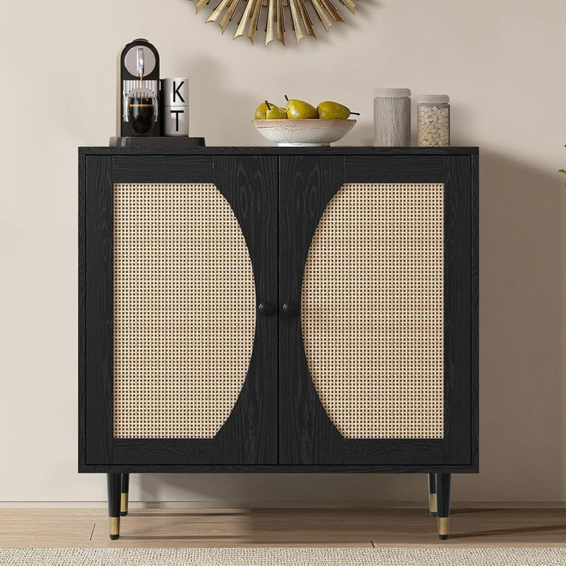 Bay Isle Home™ Buffet Sideboard Cabinet, Rattan Sideboard with Natural ...