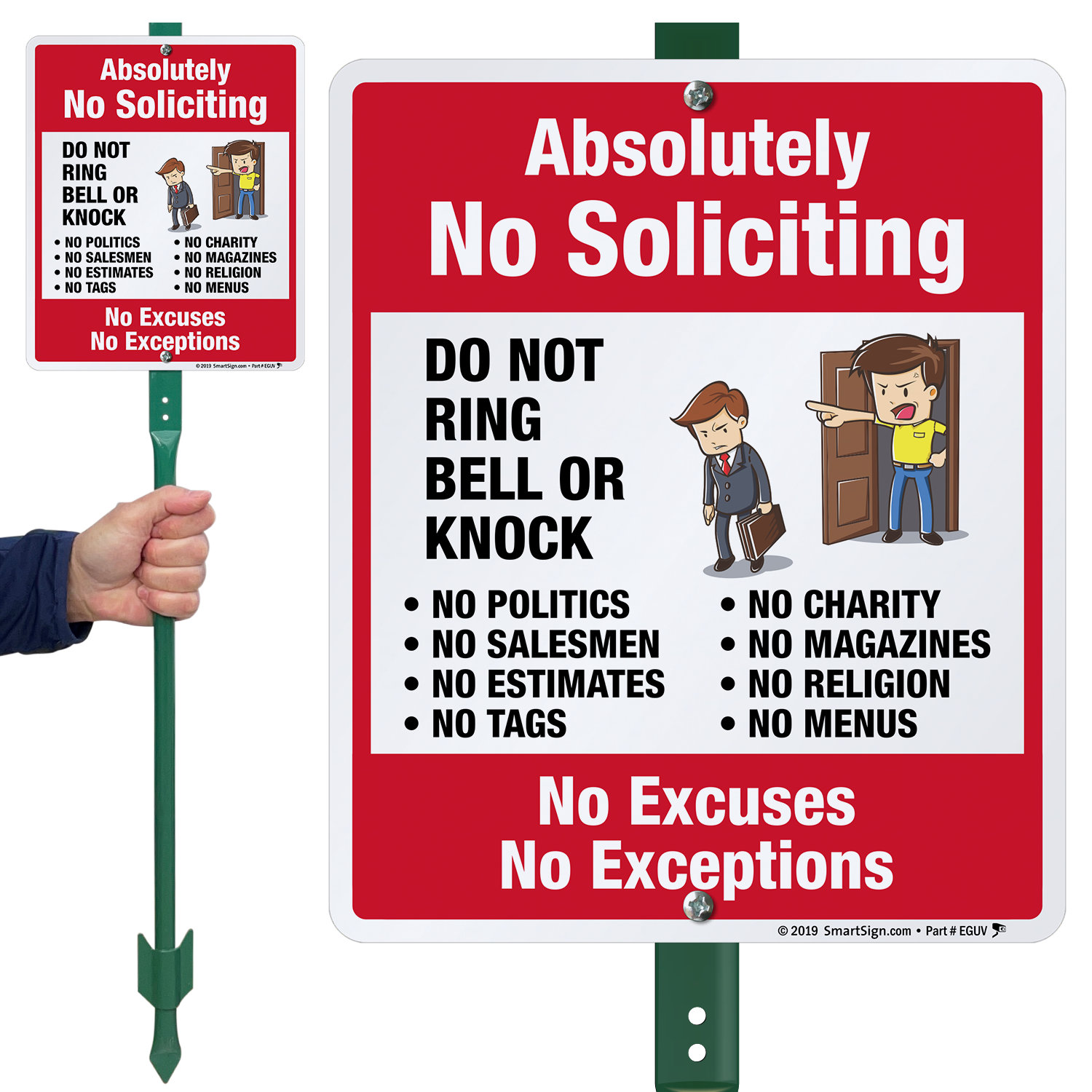 SmartSign Absolutely No Soliciting Do Not Ring Bell or Knock No Excuses ...