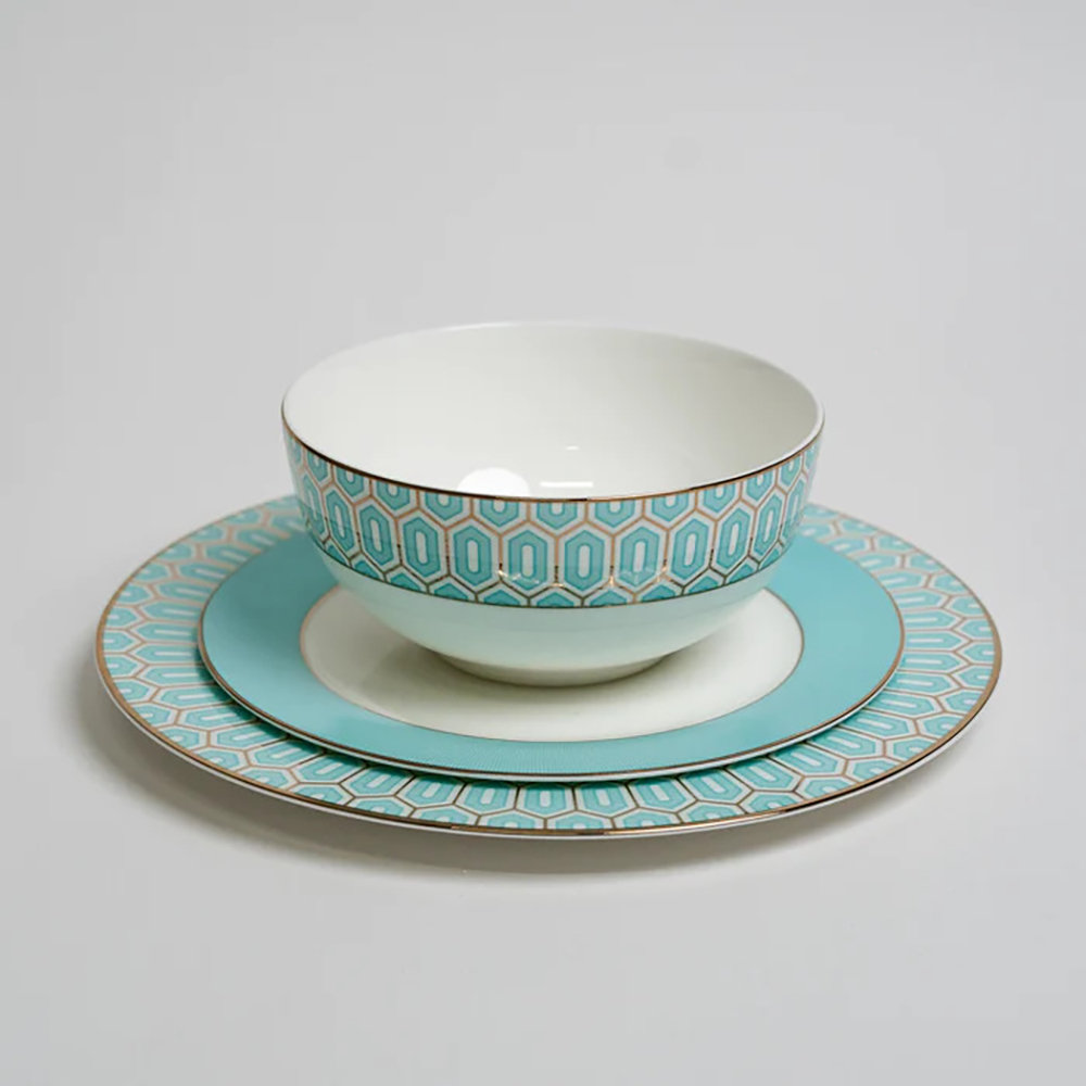 Corrigan Studio® Ozarke's Tiffany Blue Plates Set & Reviews | Wayfair