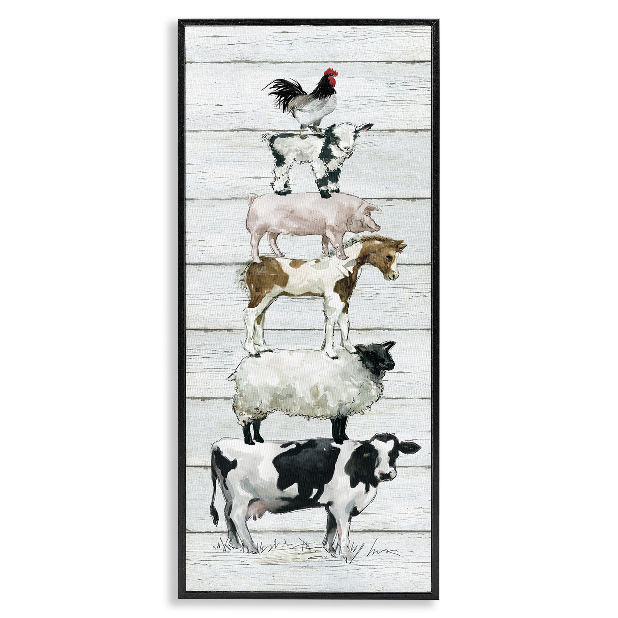 Stupell Industries Country Farm Animal Stack Cow Sheep Pig Rooster by ...