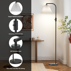 Ebern Designs Pepin Arched Floor Lamp With Remote Control, 1000 Lumens ...