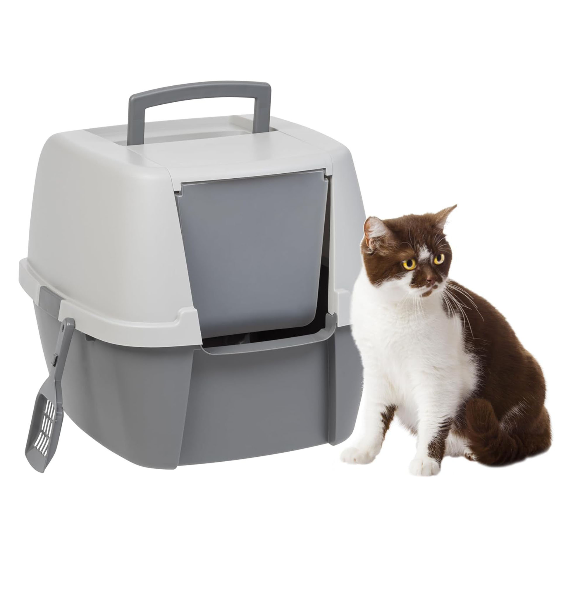 Tucker Murphy Pet™ Enclosed Litter Box with Front Door Flap and Scoop ...