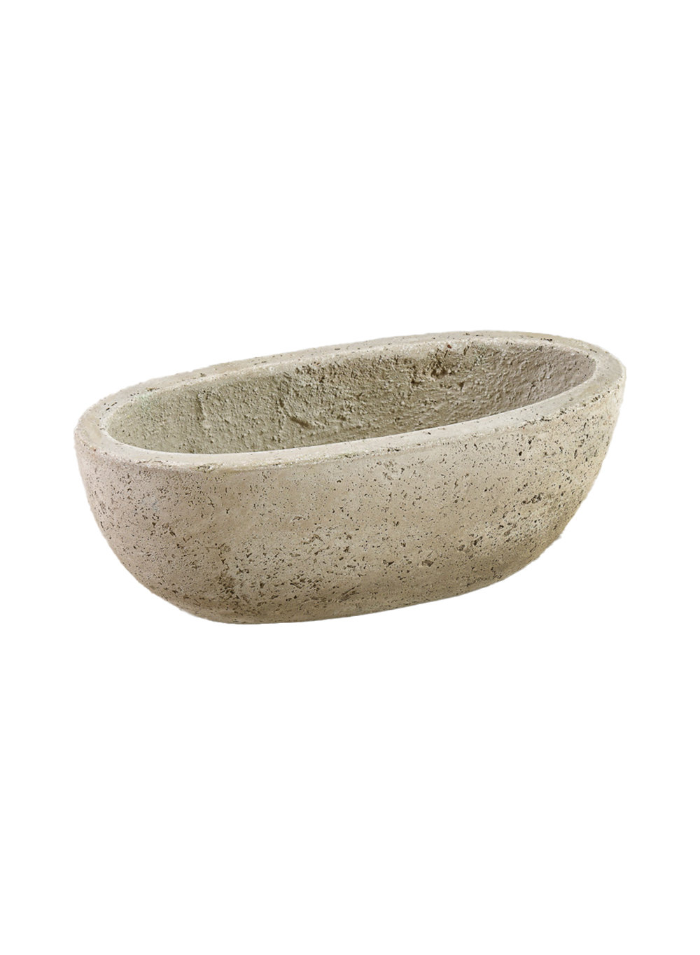 Gracie Oaks Beige Cement Oval Planter - Rustic Decorative Pot With ...