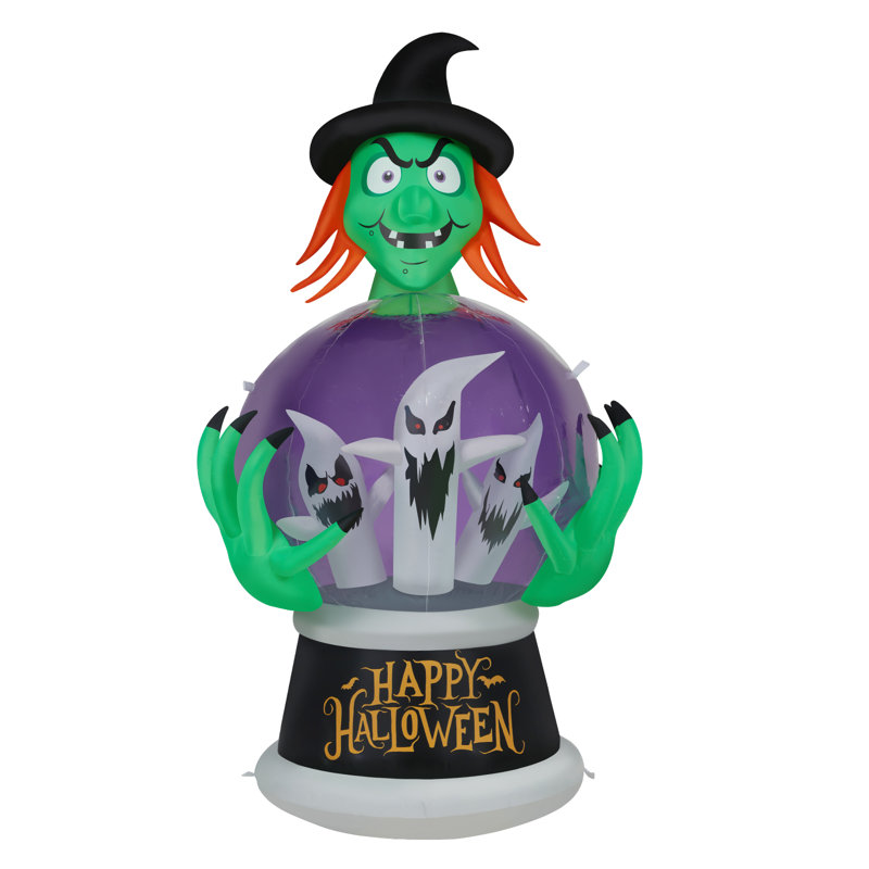 The Holiday Aisle® 5.9FT Witch's Crystal Ball Inflatable Halloween ...