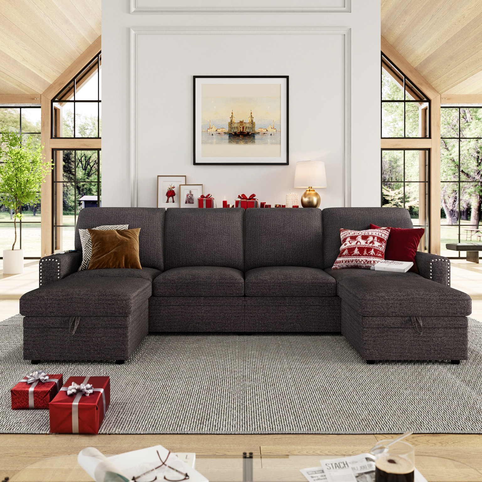 Latitude Run® 3 - Piece Upholstered Sectional Sofa, Storage Couch, With ...