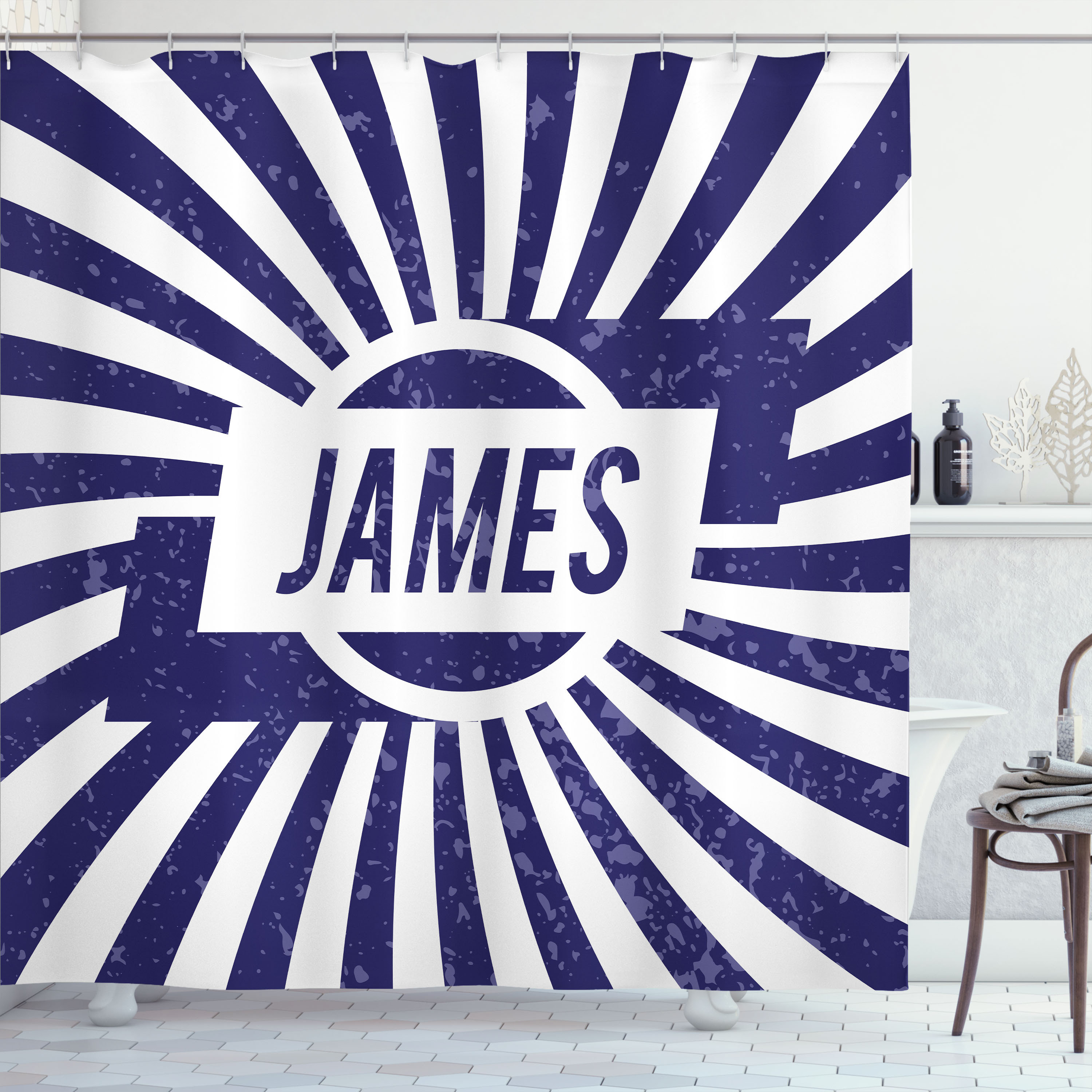 East Urban Home James Shower Curtain Nautical Grunge Name | Wayfair