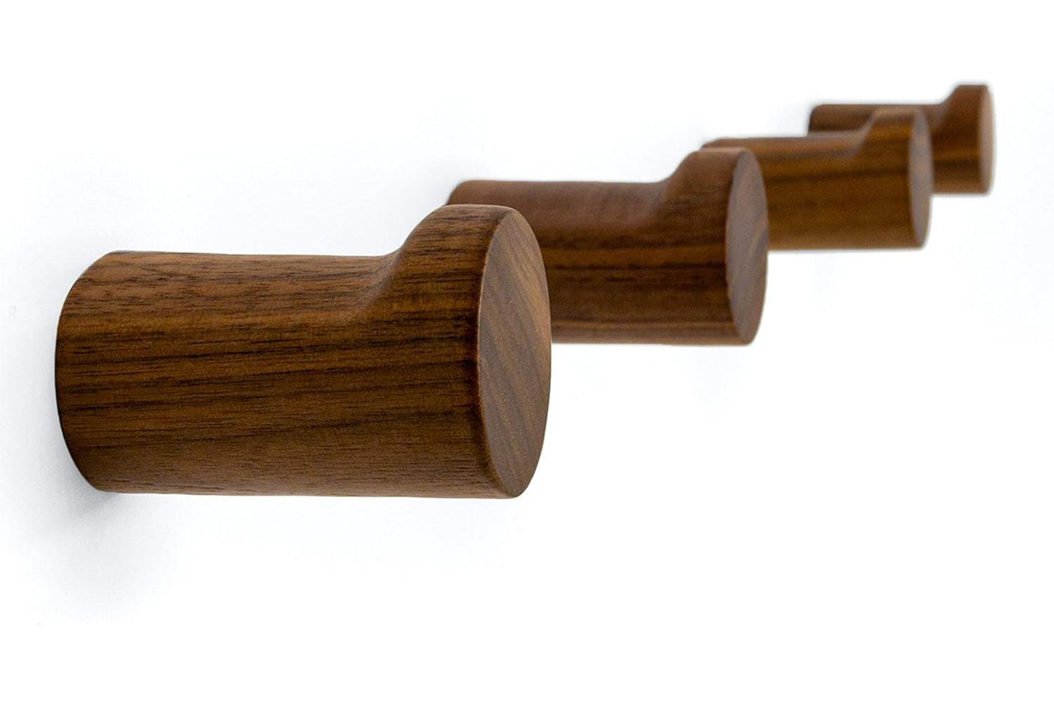 Millwood Pines Natural Wooden Wall Mounted Hooks - Pack Of 4 - Modern - Handmade Decorative Wood ...