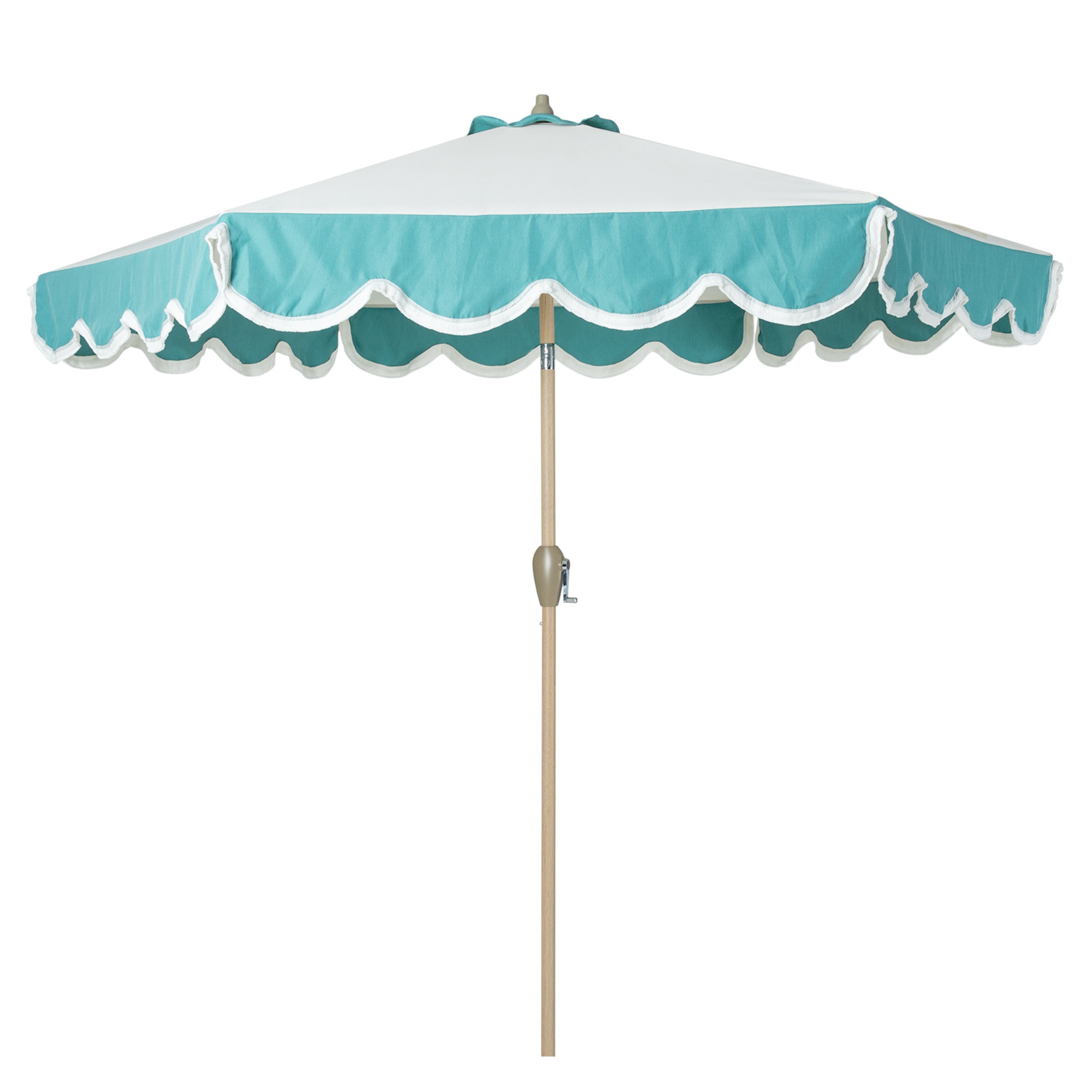 Tempera 9ft Scalloped Spliced Patio Umbrellas With Fringe, Market ...