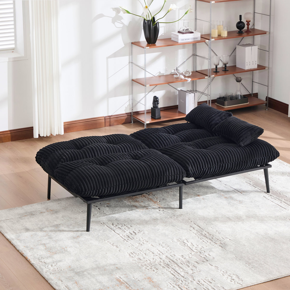 Mercer41 2-In-1 Convertible Corduroy Futon Sofa Bed – Folding Iron ...