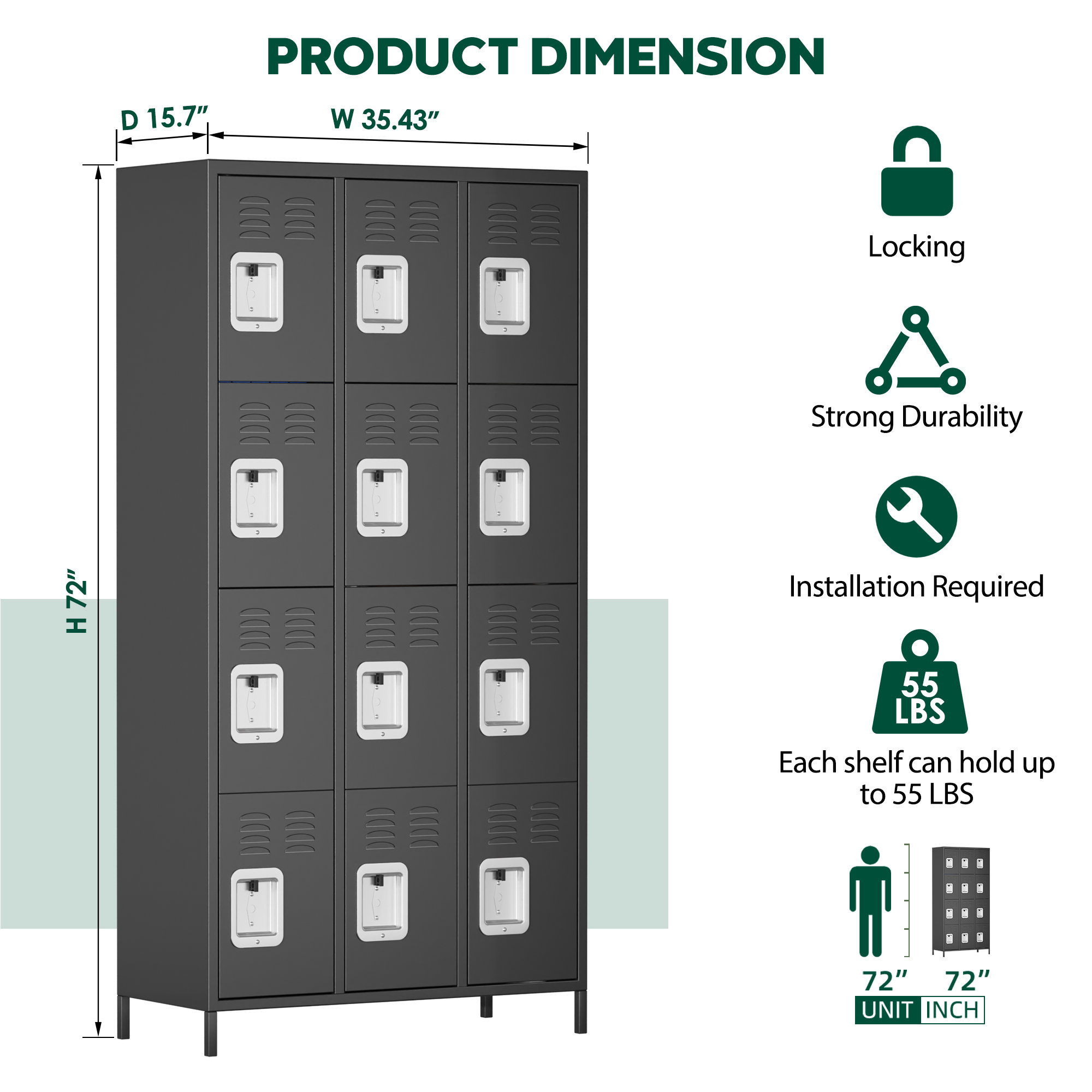 REEMOON Metal Lockers For Employees With Lock&12 Doors Metal Lockers ...