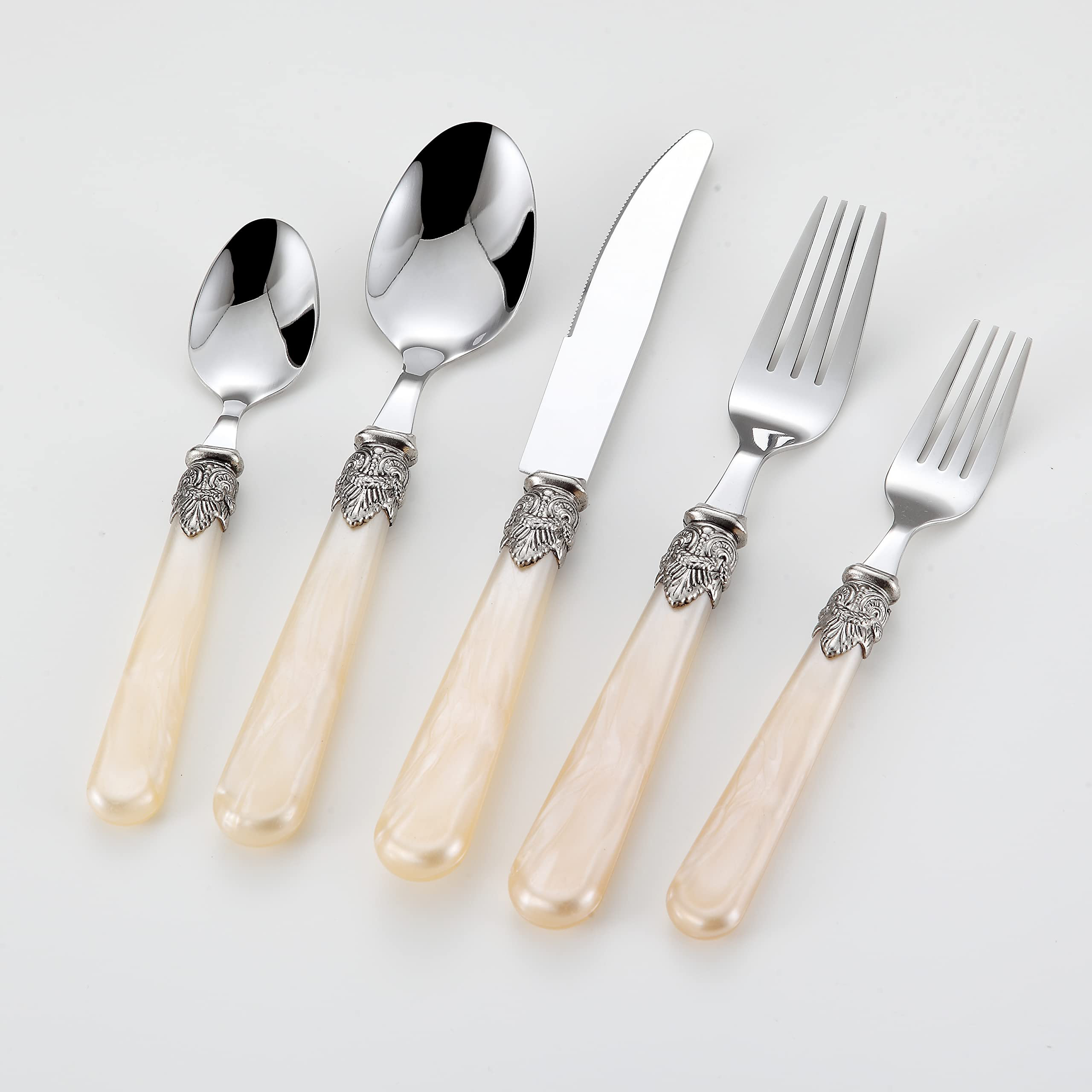 World Menagerie 20-Piece Vintage Stainless Steel Flatware Set - Elegant ...