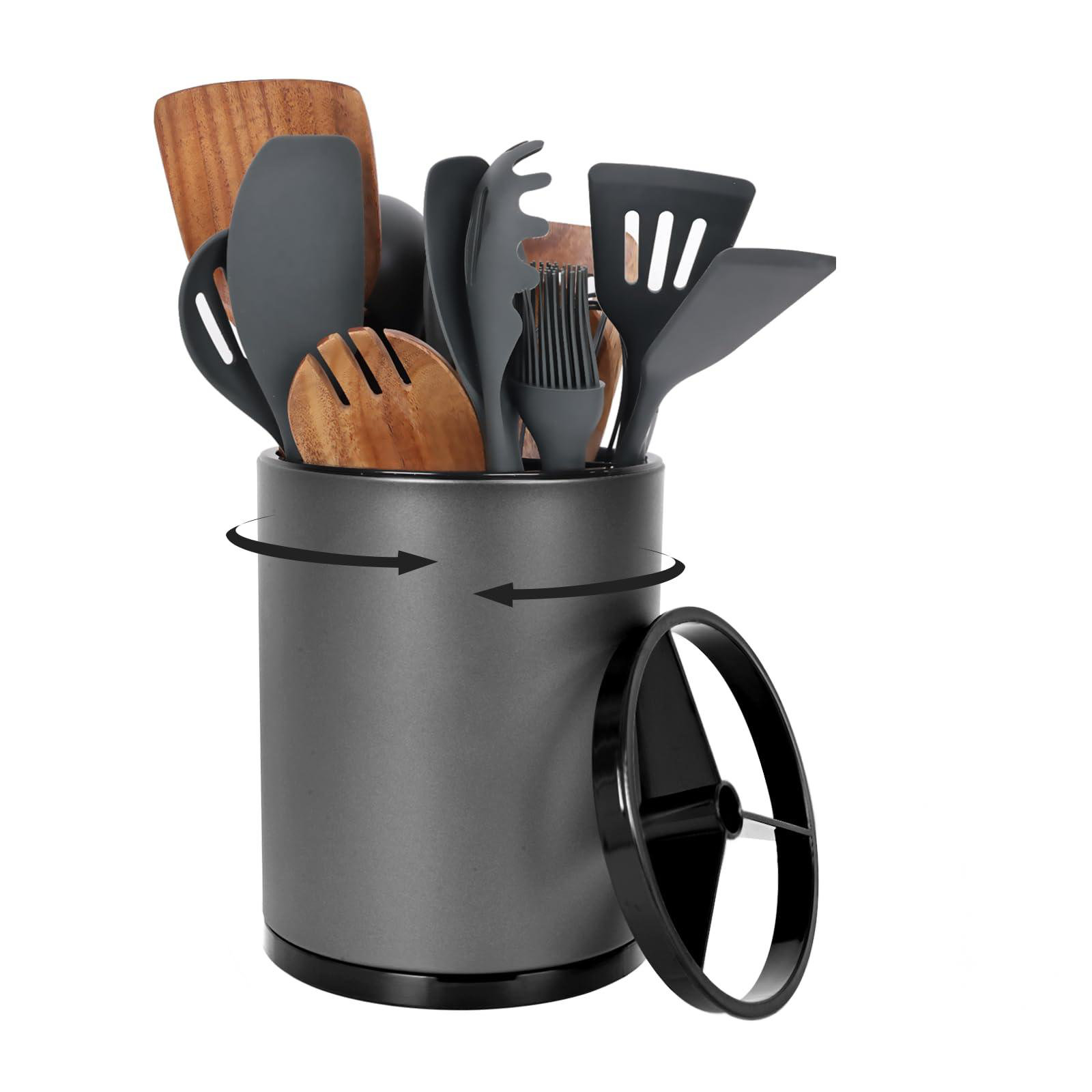 Prep & Savour Extra Large Kitchen Utensil Holder - 360° Rotating ...