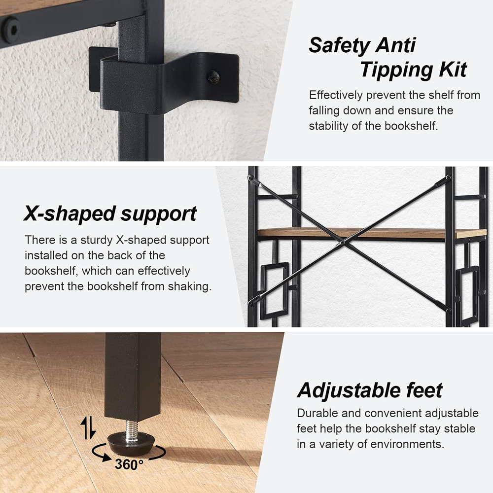 17 Stories Tall Bookshelf, 84 Inch Industrial Bookshelf With Metal ...