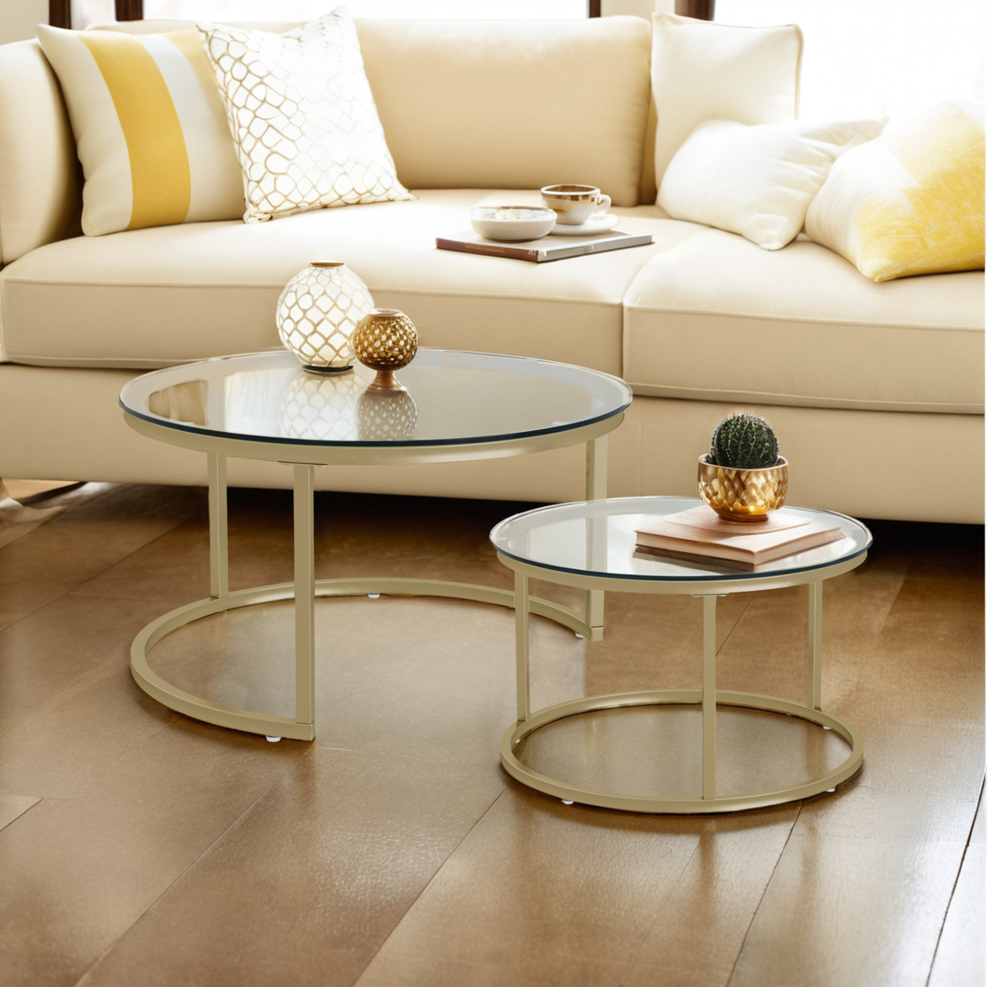 Mercer41 31" Glass Nesting Coffee Table - Wayfair Canada