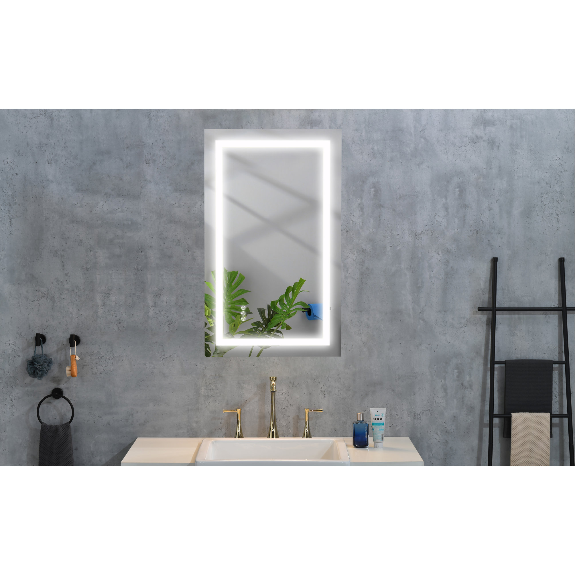 Ivy Bronx LED Bathroom Mirror With Front And Backlight, Large Dimmable ...