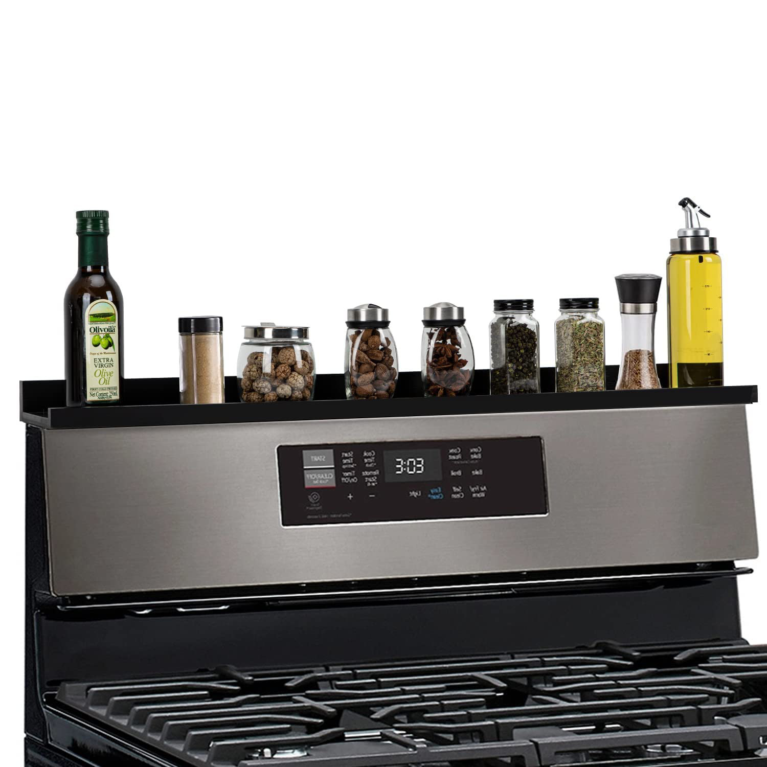 Latitude Run® Stove Top Magnetic Shelf, Bamboo Oven Shelf Over Stove ...