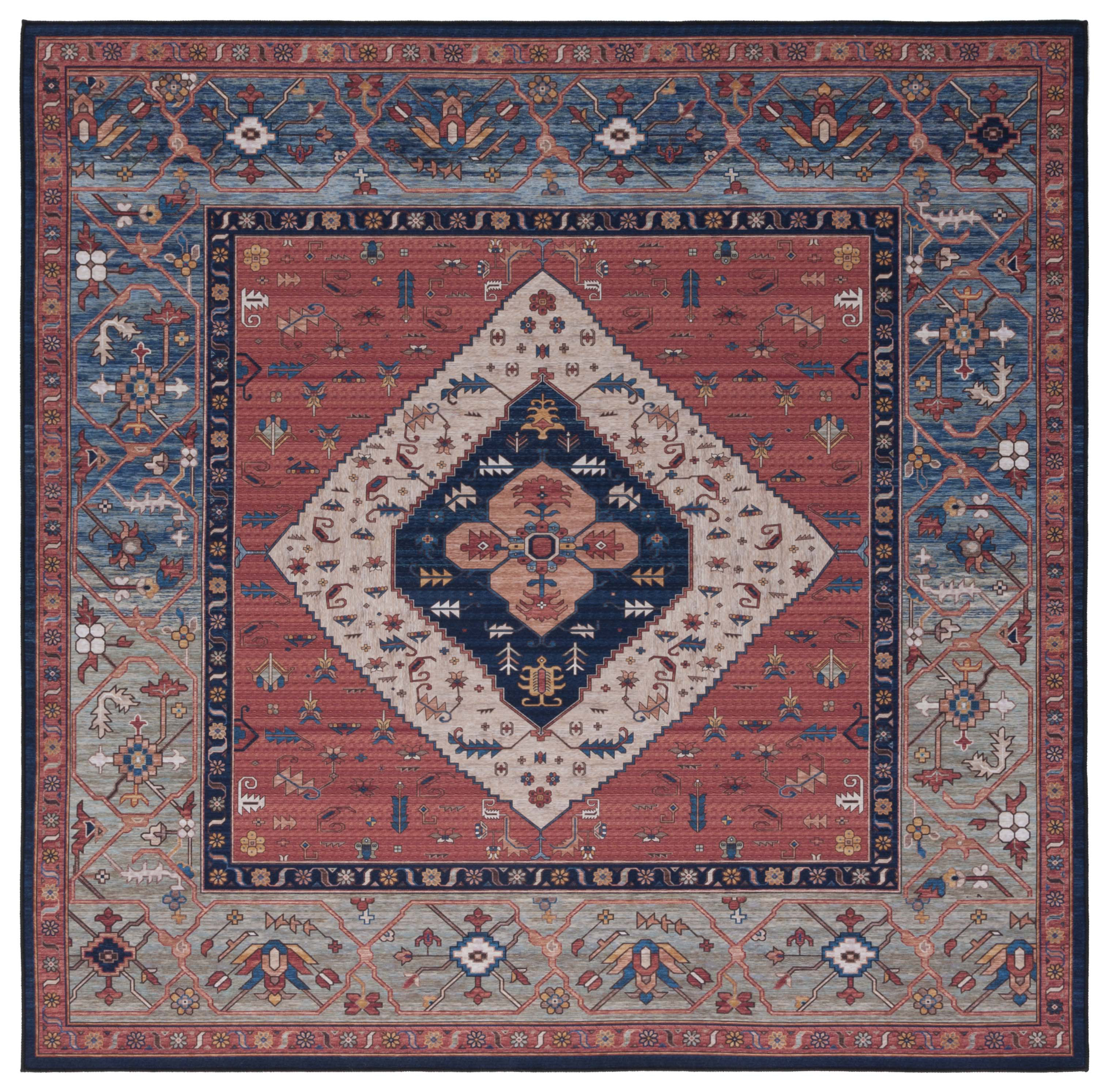 Bungalow Rose Pashen Oriental Rust / Blue Area Rug & Reviews - Wayfair ...