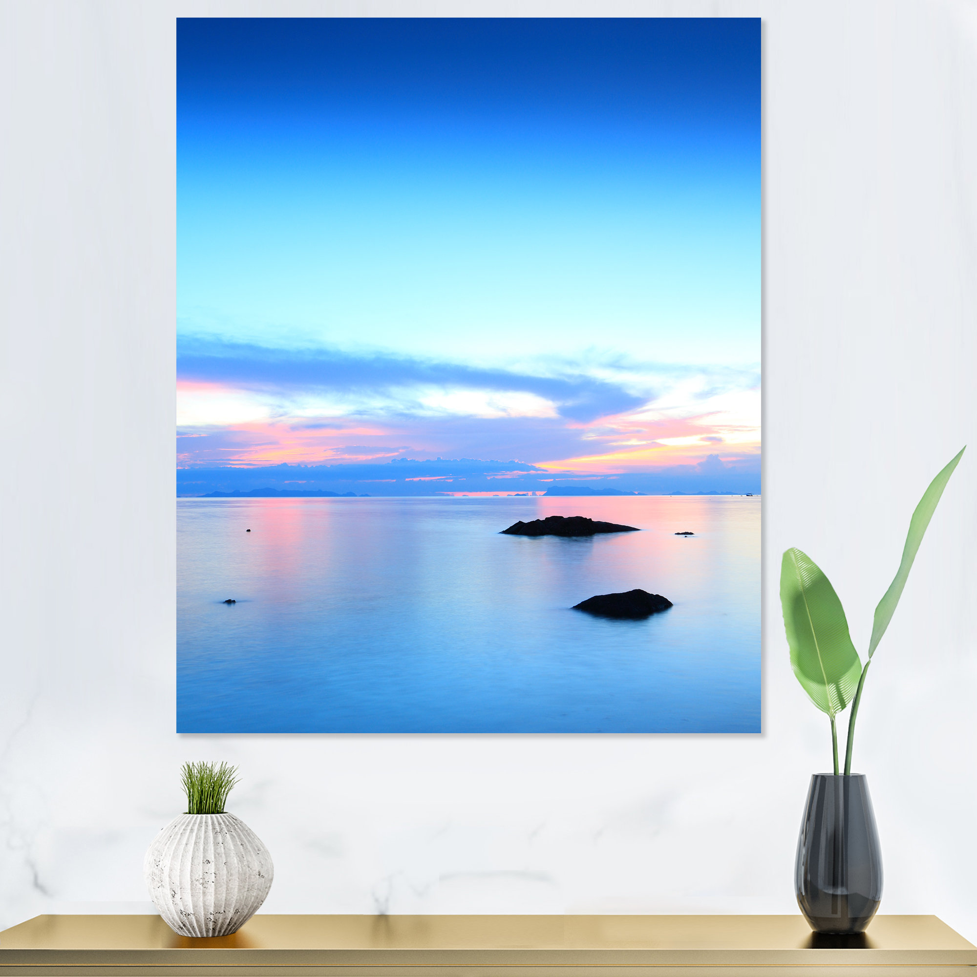 Highland Dunes Sky And Sea At Dusk - Nautical & Coastal Canvas Art ...