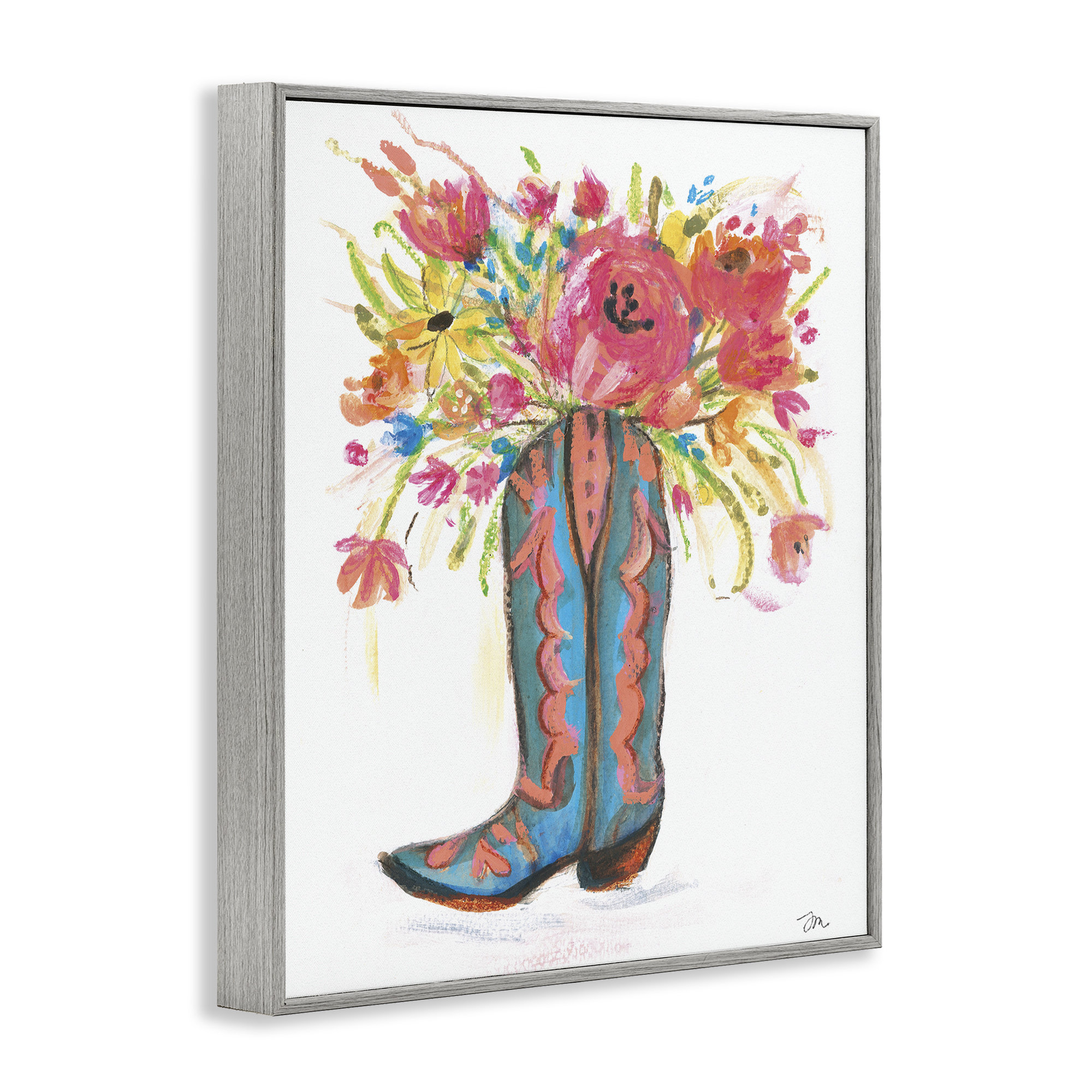 Ophelia & Co. Floral Cowgirl Boot Pastels Framed Giclee, design by ...