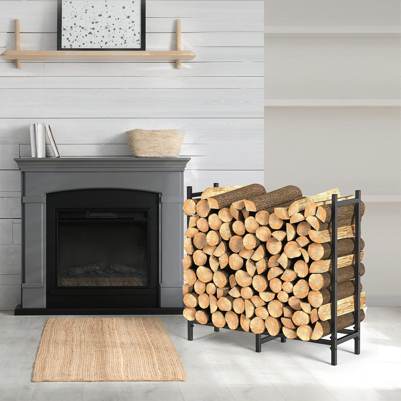 Latitude Run® Firewood Rack Indoor, 2.6Ft Small Fire Wood Log Rack ...