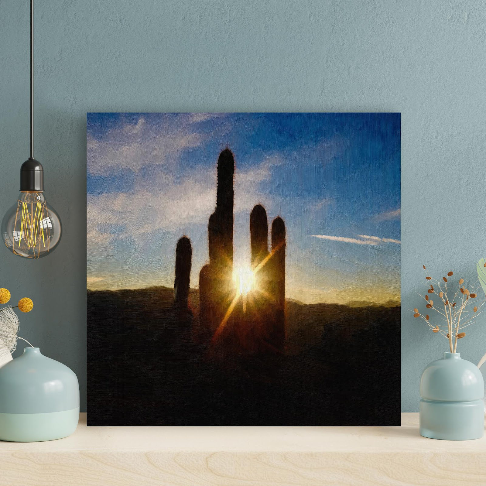 Foundry Select Sunray Through Cactus - 1 Piece Square Graphic Art ...