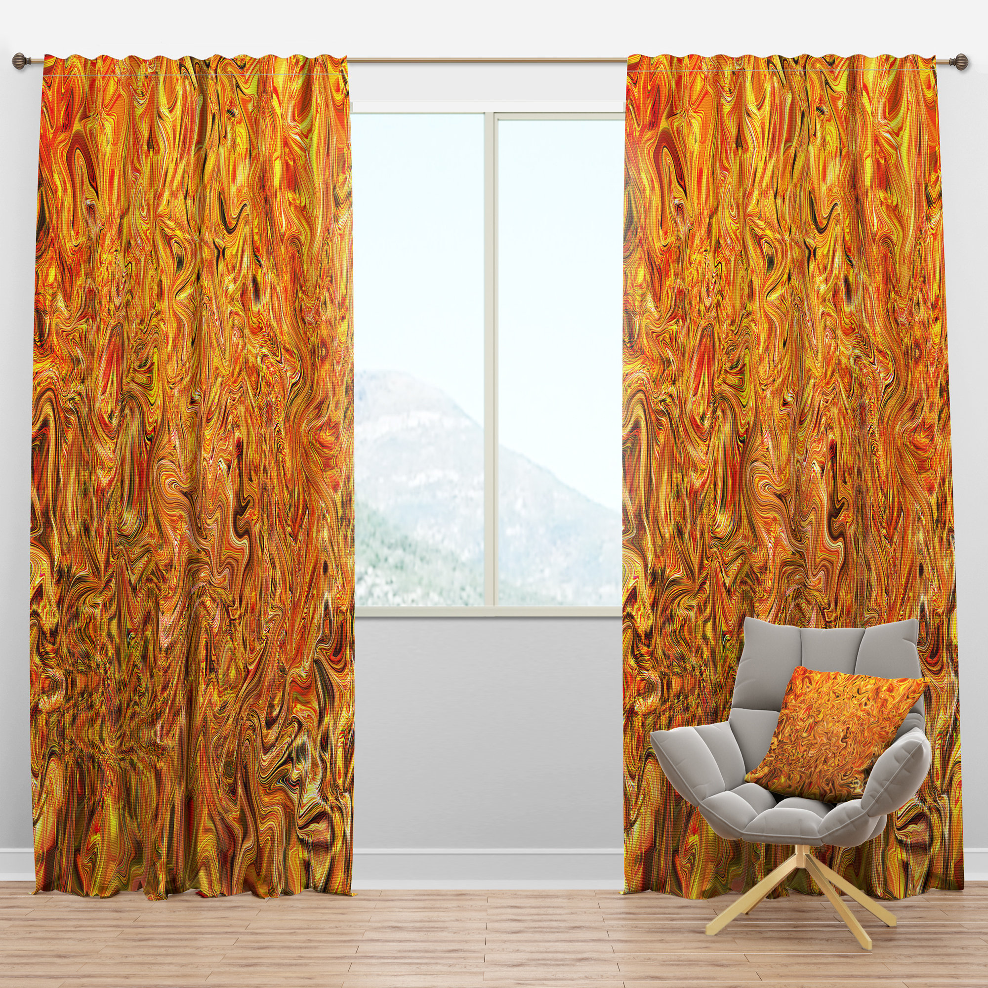 Design Art Textu Flowing Abstract Semi-Sheer Thermal Rod Pocket Single ...