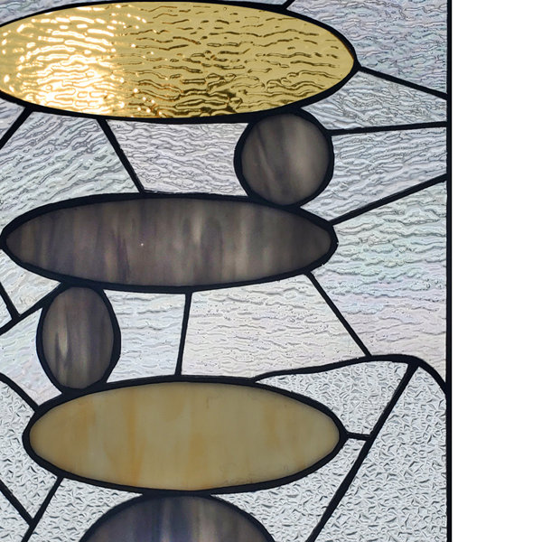Everly Quinn 18"H Namaste Stacked Stones-Stained Glass Window Panel ...