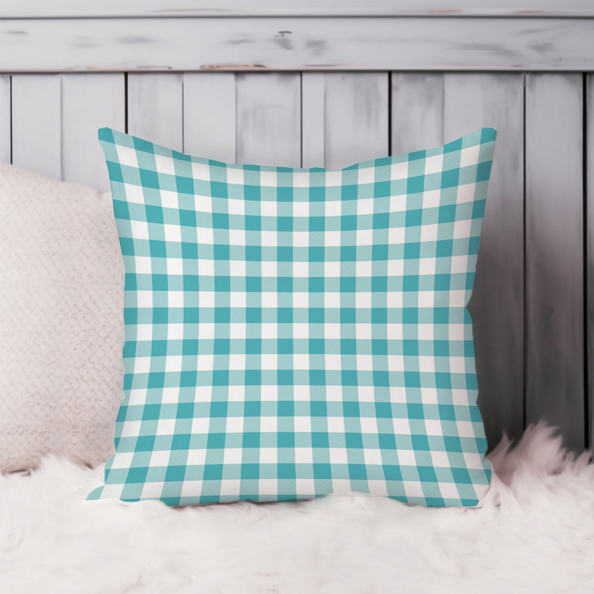 Ethan Taylor Abstract Teal Turquoise Plaid Pattern VI Patterns Pillow ...