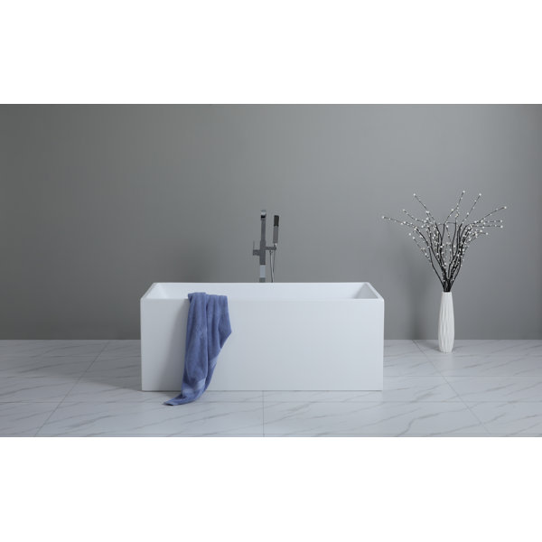 KDK HOME 59” x 28.7” Freestanding Acrylic Soaking Bathtub, Alcove Back ...