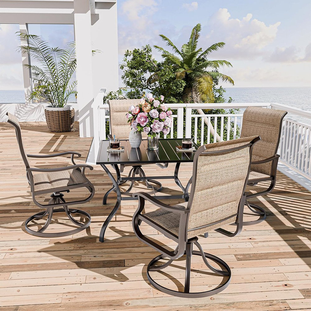 Red Barrel Studio Patio Swivel Chairs Set Of 4, Outdoor Dining Chairs ...