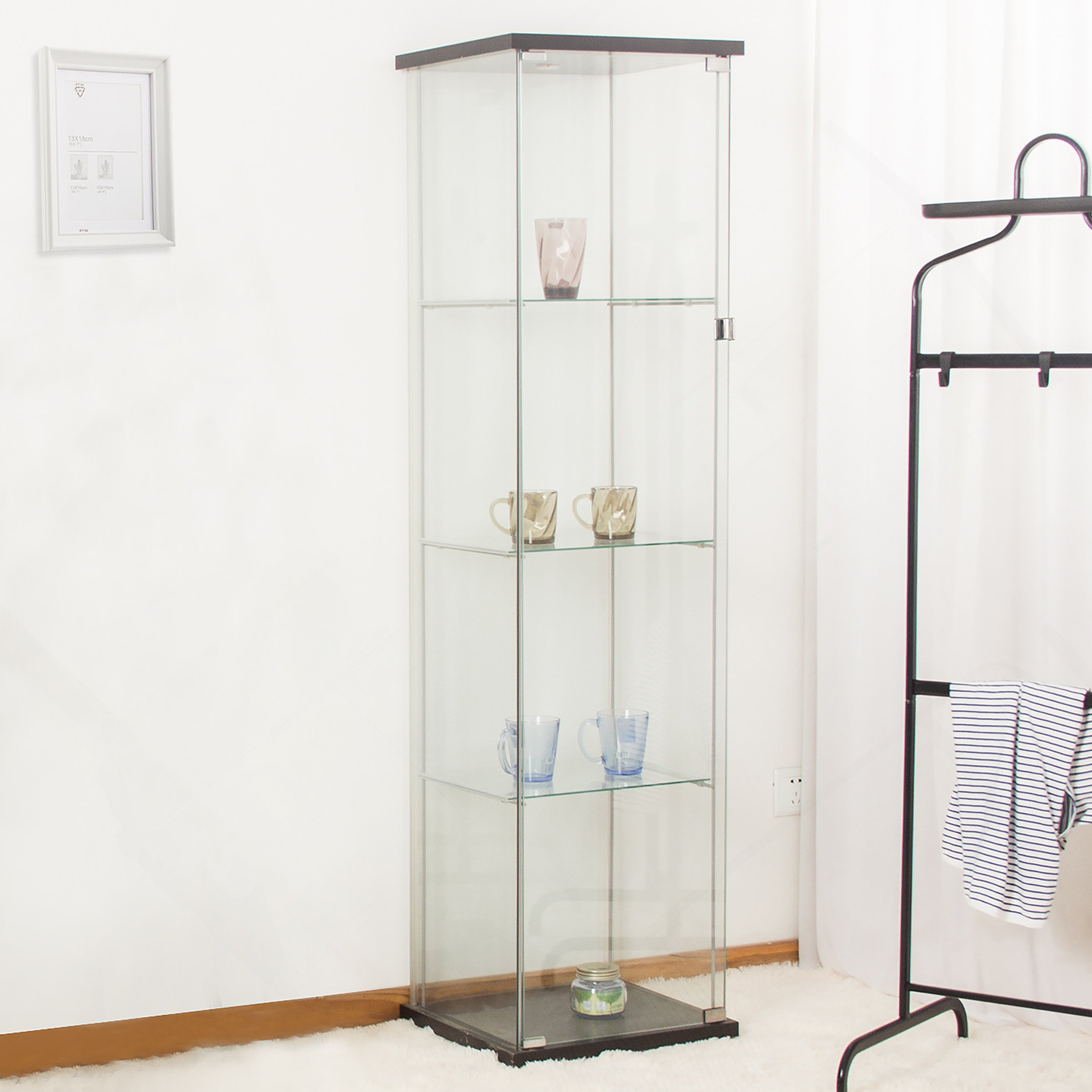 Wrought Studio™ 4-Tier Glass Display Cabinet Glass Display Case Floor ...