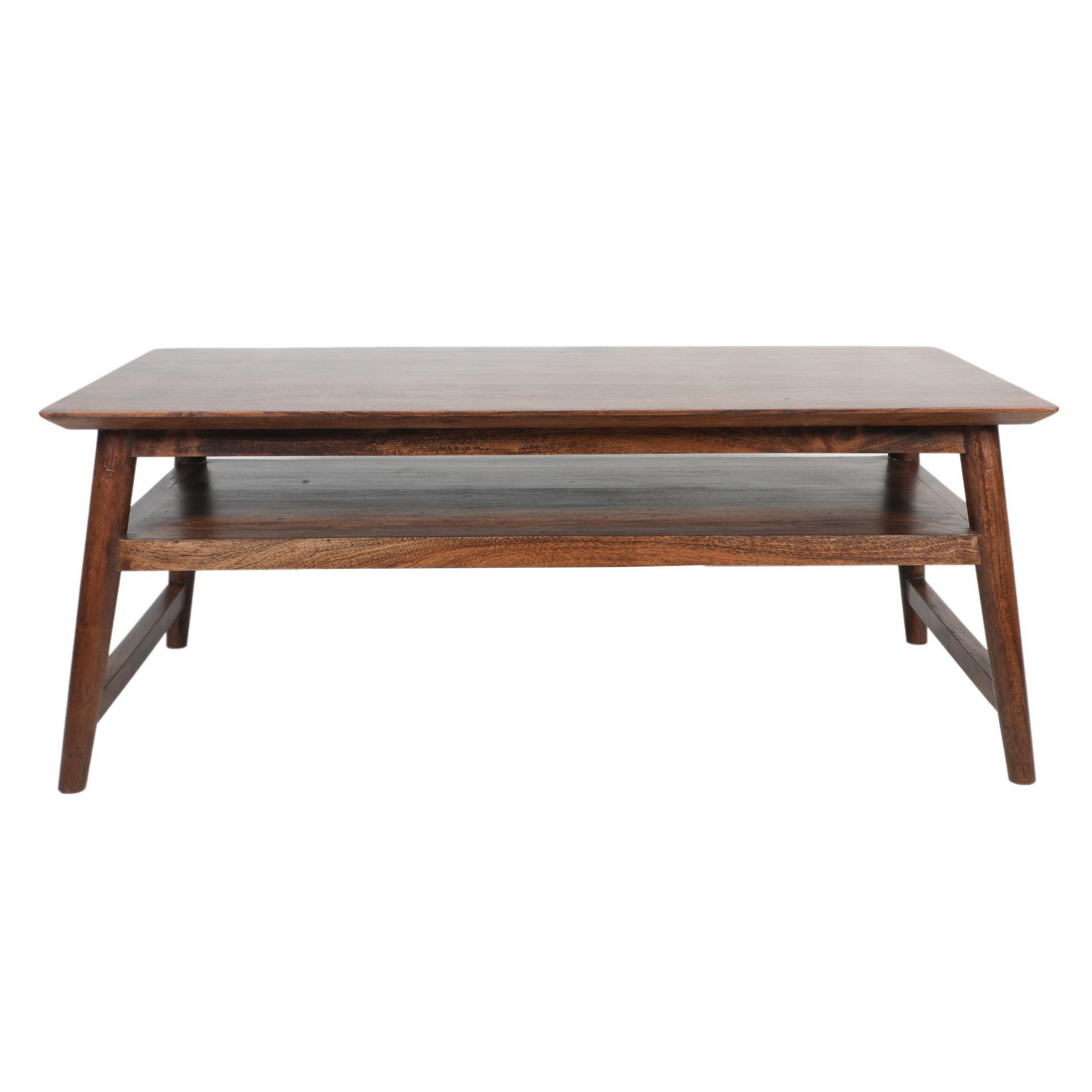 Benjara Liam 46 Inch Coffee Table, Rectangular Shelf, Flared Brown ...