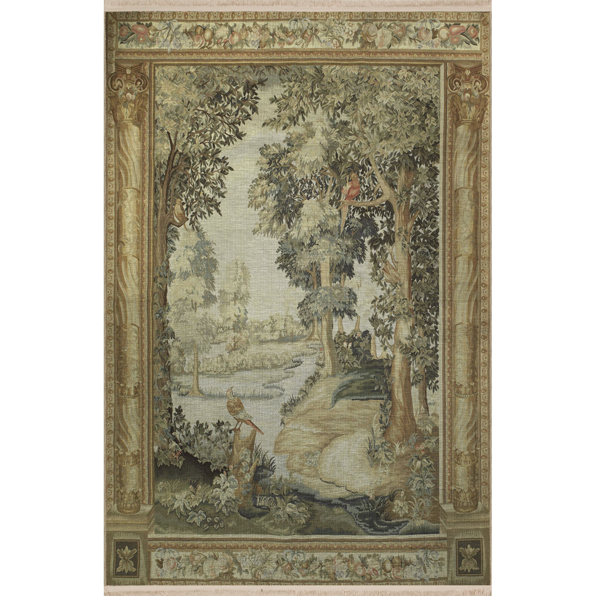 Bloomsbury Market Multi-Colored Gobelin Design River and Tree Patterned ...