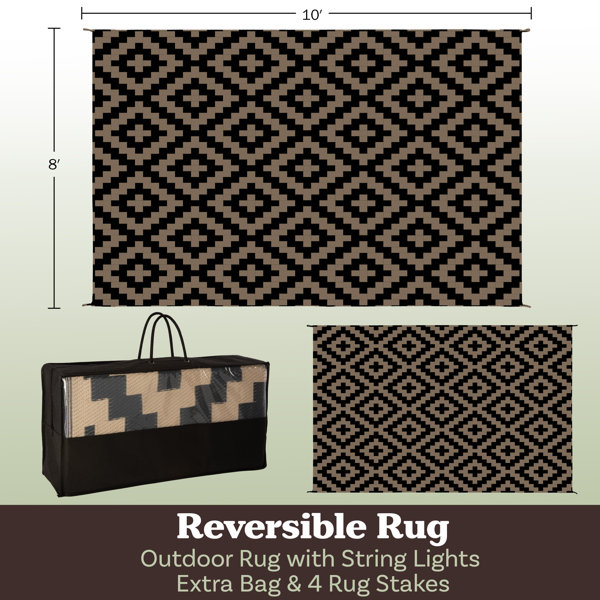 Union Rustic Outdoor Patio Rug with LED Lights - 8x10 Outdoor Rug ...