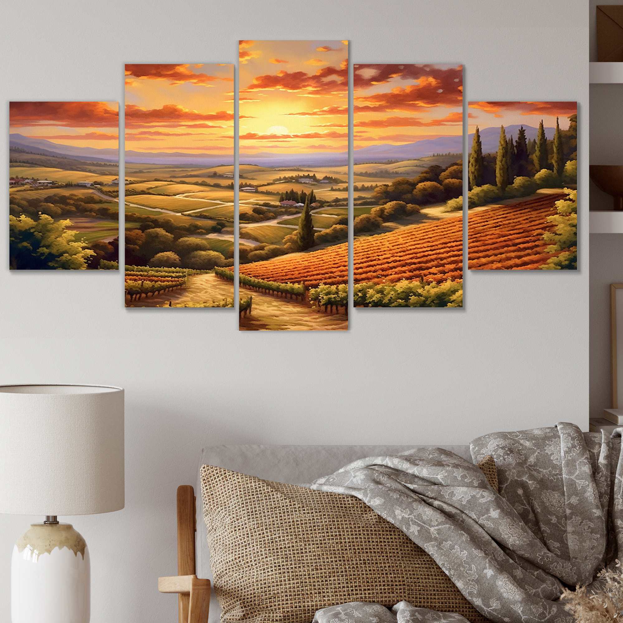 Design Art Forest Getaway - Countryside Canvas Print - 5 Panels | Wayfair