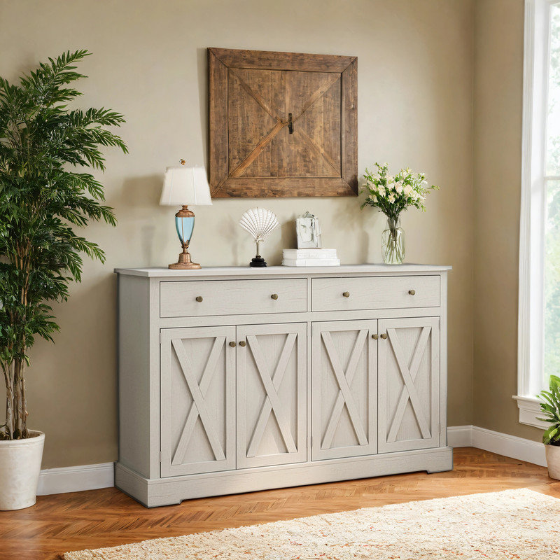 Fleur De Lis Living Elegant Vintage Sideboard with 2 Drawers and 4 ...