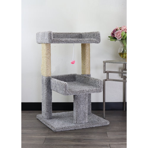New Cat Condos 32" Carpeted Solid Wood Cat Tree & Reviews | Wayfair