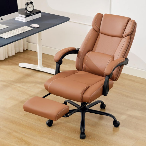 Hokku Designs Executive Office Chair With Footrest,Thick Leather Office ...