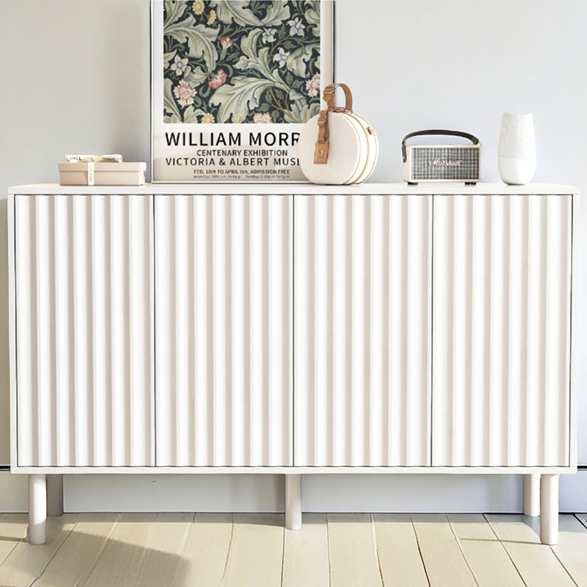 Hokku Designs Minimalist Shoe Cabinet With 5 Solid Wood Legs, Cream ...