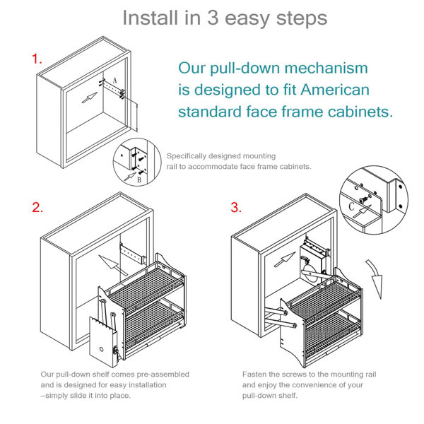 Hokku Designs Two Tier Pull Down Shelf Upper Kitchen Wall Cabinet ...