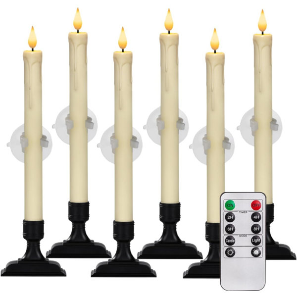The Holiday Aisle® 6 Pcs Window Candles With Remote Timer Dimmer ...