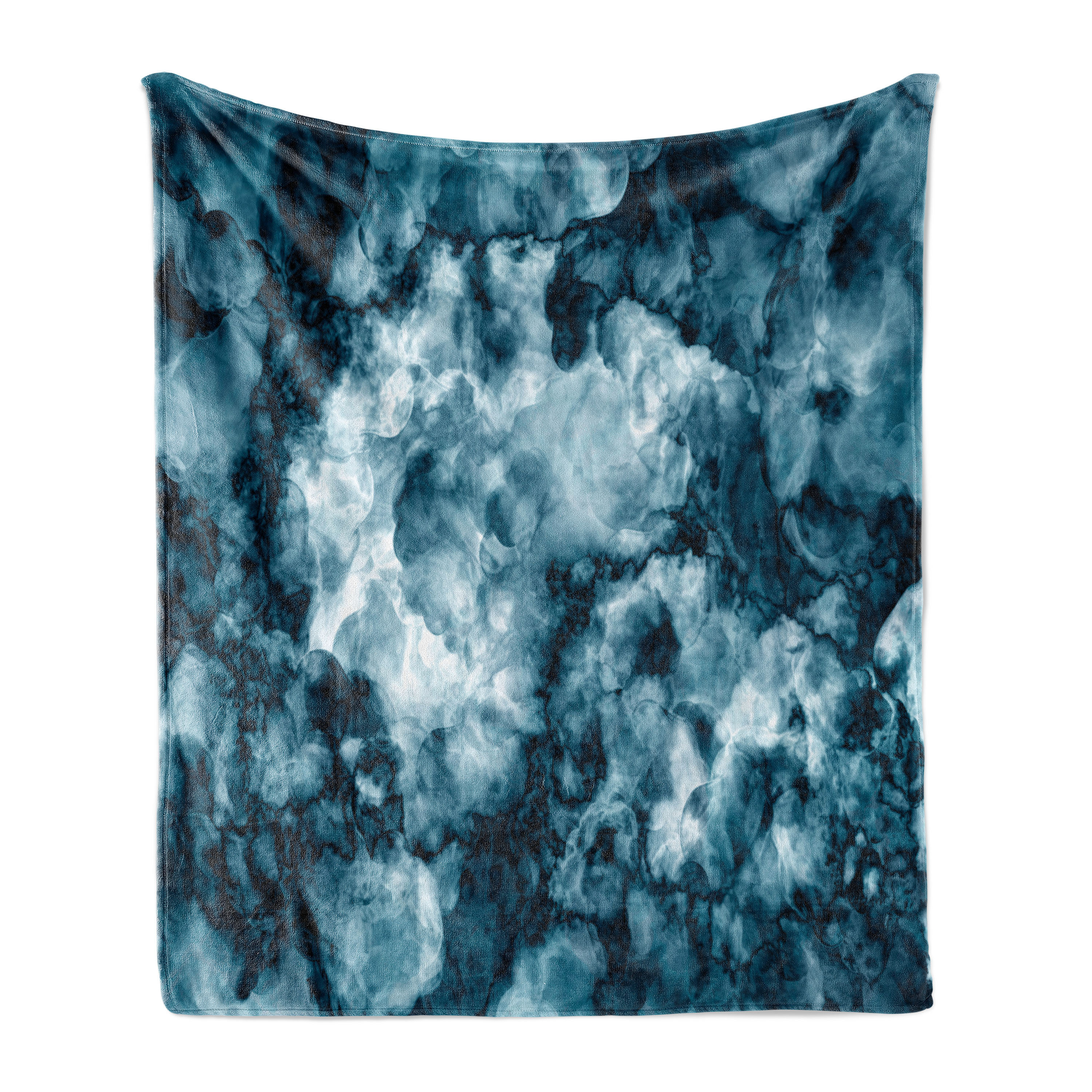 Ambesonne Marble Print Fleece Throw Blanket Marble Stone Effect Blue ...