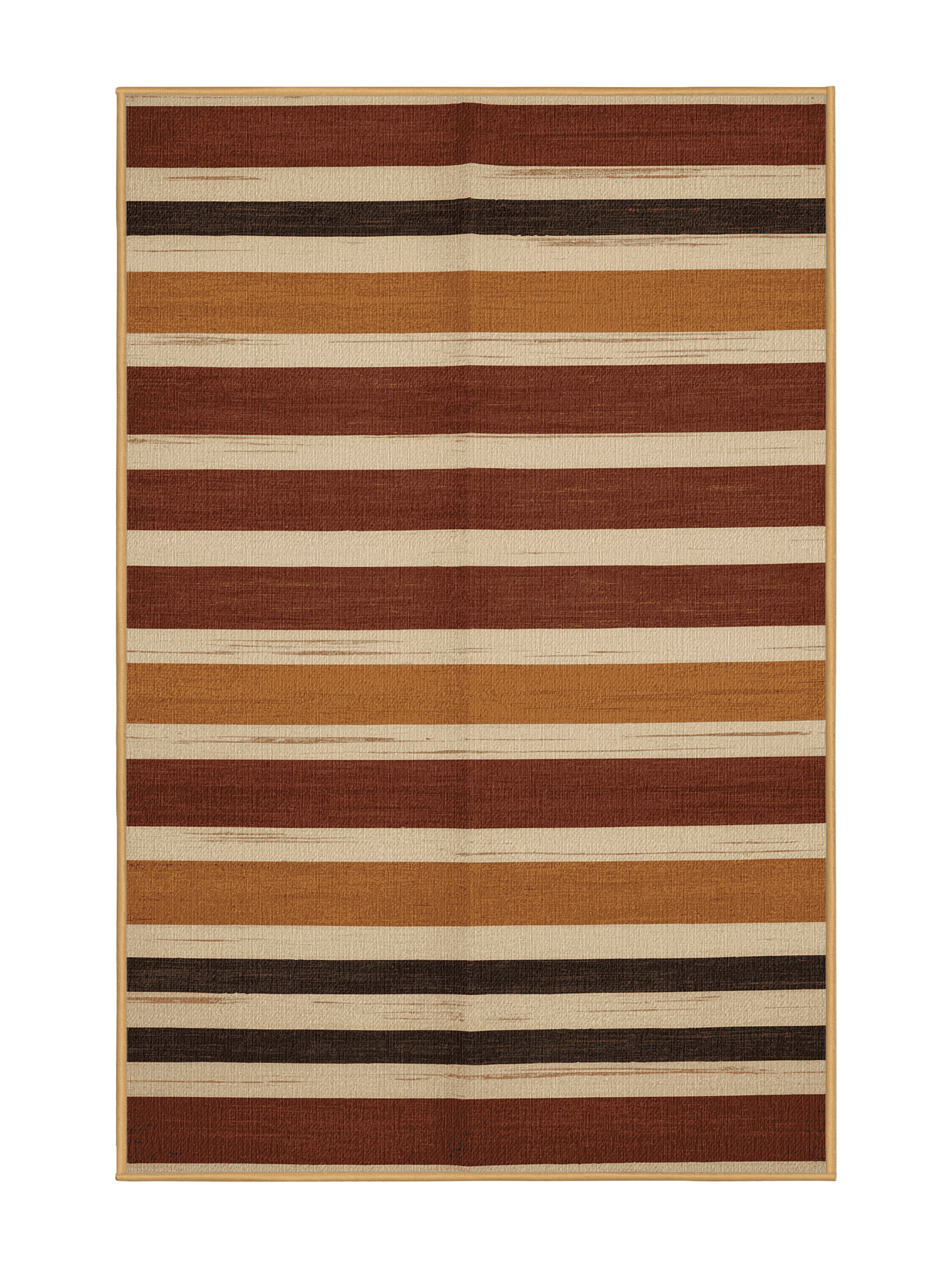 Hokku Designs Washable Cinnamon Cream Striped Area Rug | Wayfair