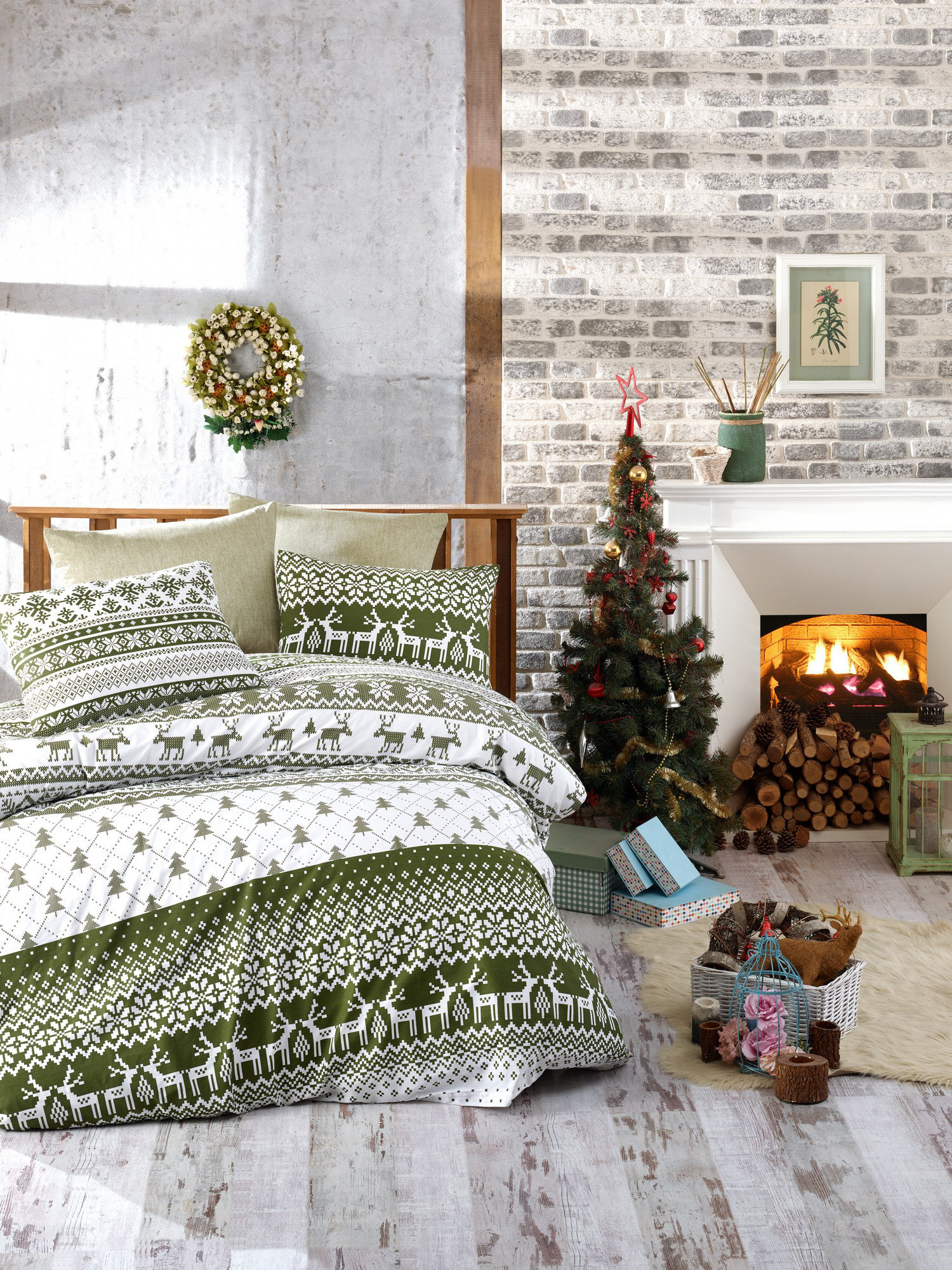 Asir Group INC Silas Green/White 100% Cotton Modern & Contemporary 2 ...